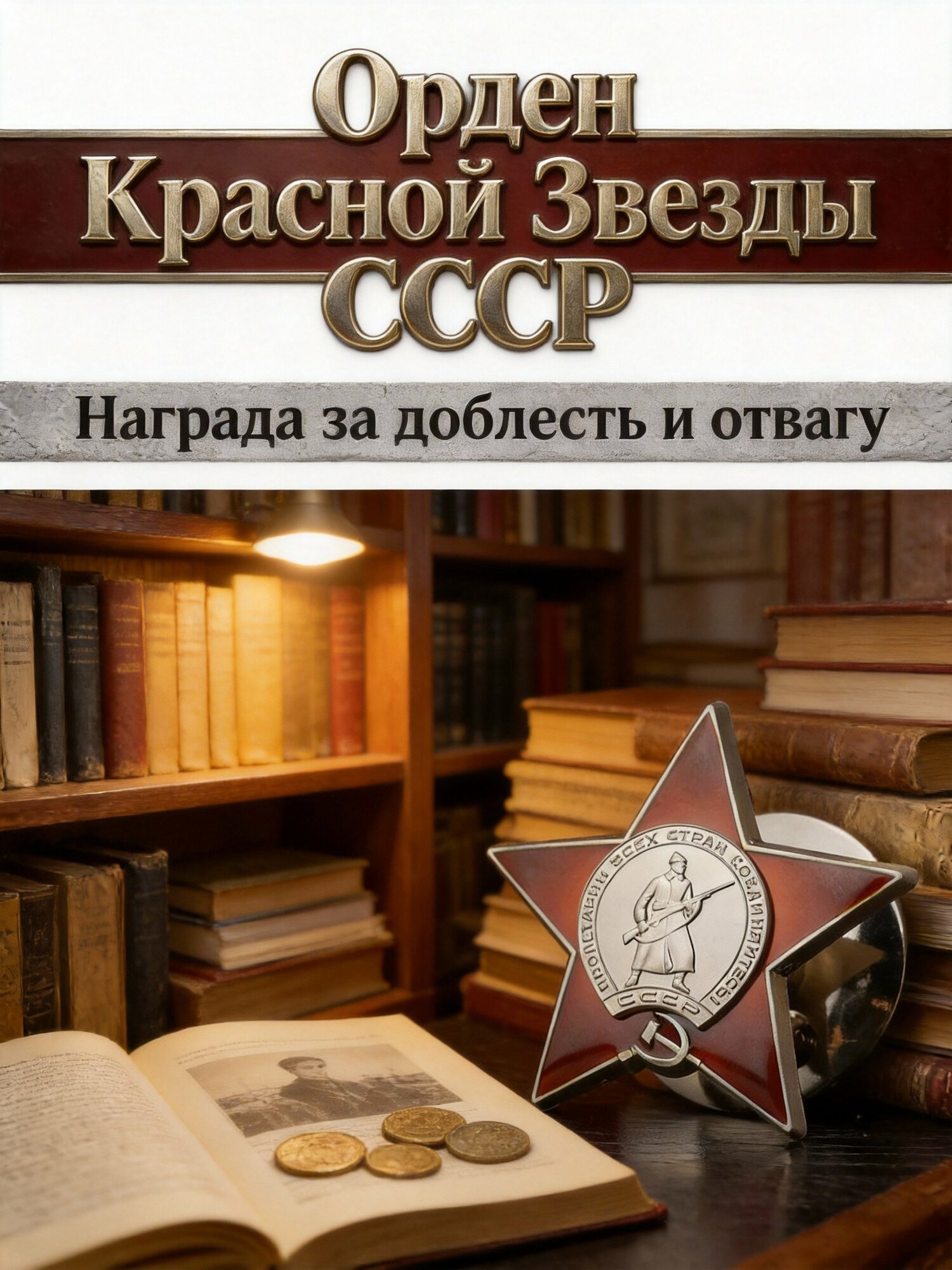 Медаль Красная Звезда СССР, орден посвященный Красной Армии из сплава 47 мм 30 г для коллекции и музейной экспозиции