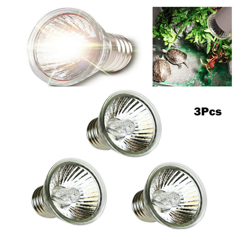 Комплект из 3 ламп для подводного освещения рептилий с УФВ + УФА 3.0 для восполнения дефицита кальция и ультрафиолетового обогрева ящериц (50 Вт).