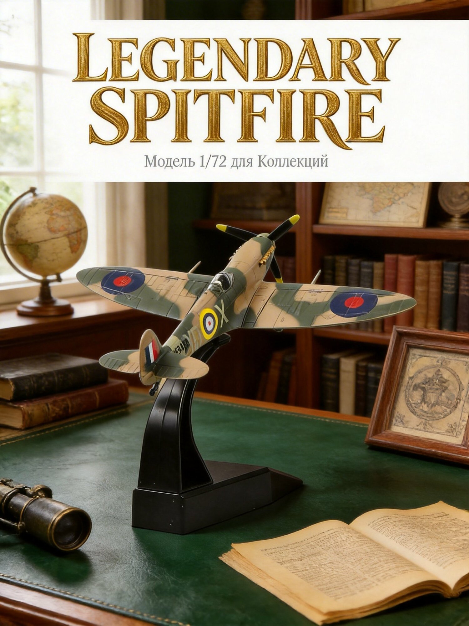 Spitfire в масштабе 1/72, металлическая коллекционная модель самолета для экспозиции и подарка