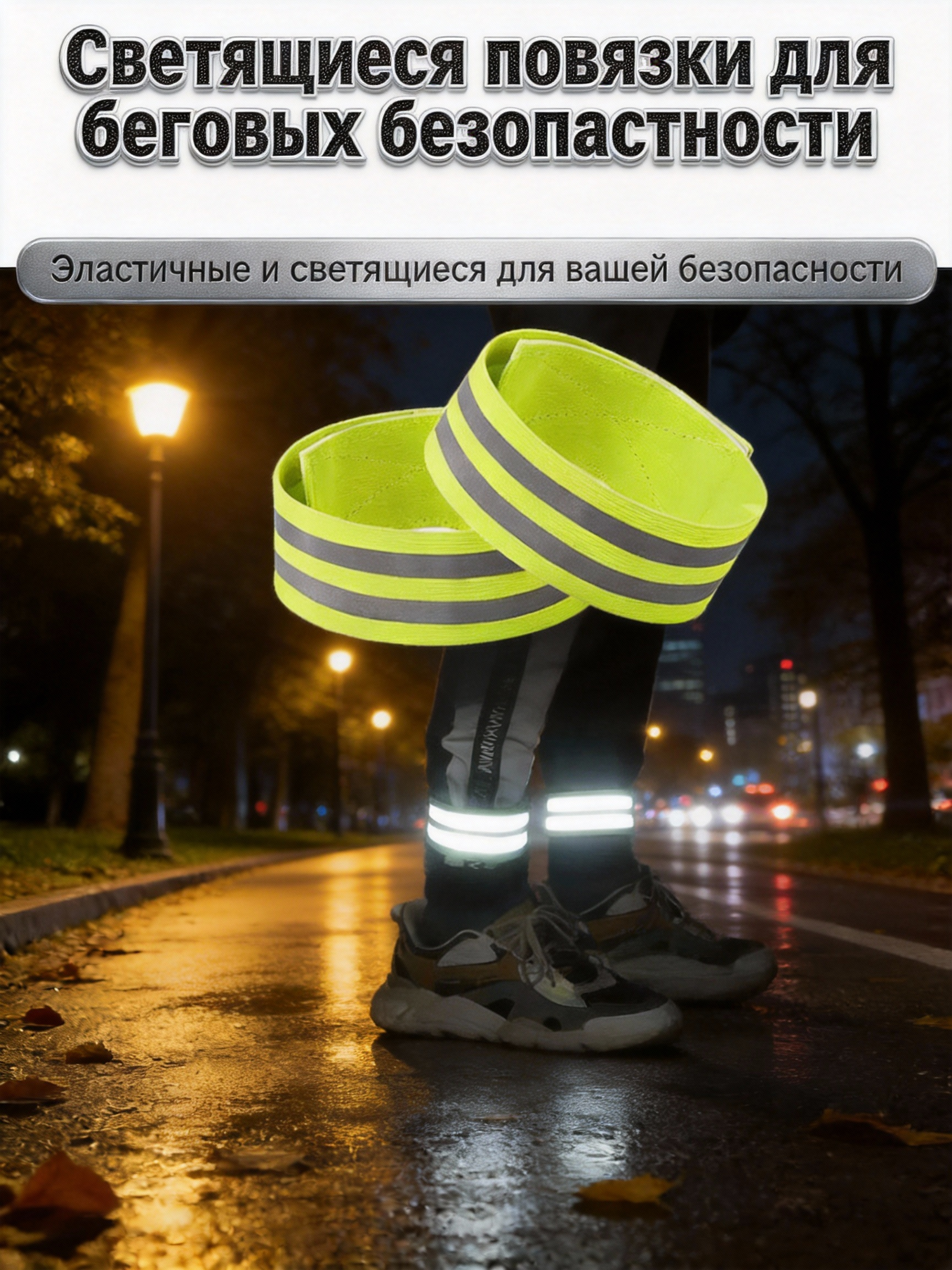 2 светоотражающие повязки на запястья для бега, эластичный нарукавник из полиэстера примерно 35х5 см
