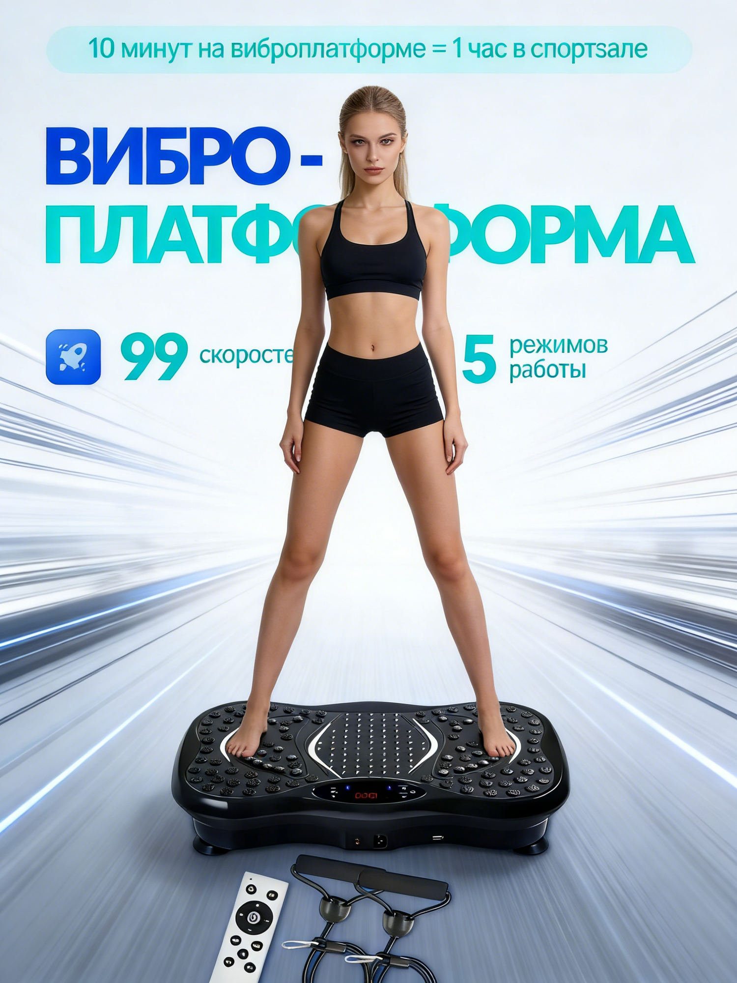 Виброплатформа для похудения тренажер до 150 кг С блютуз，регулировка амплитуды, 99 программ
