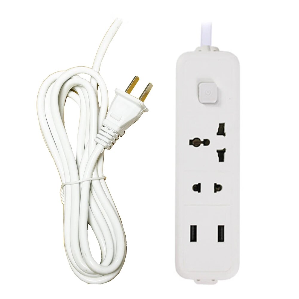 Удлинитель US Plug 4 розетки с выключателем, 3м, с USB2