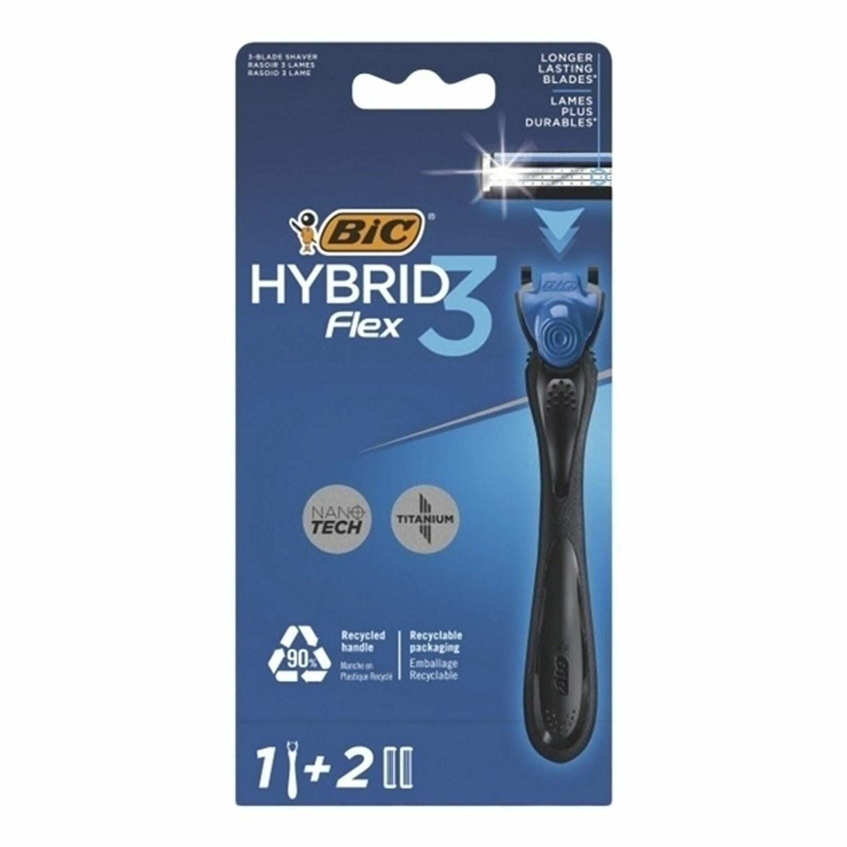 Бритвенный станок мужской Bic Flex 3 Hybrid с двумя сменным