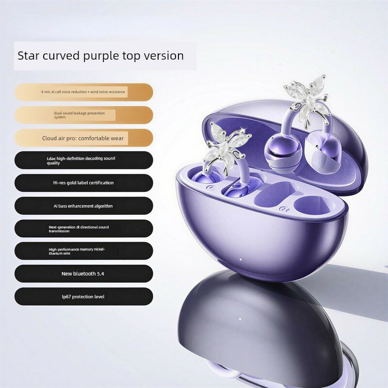 Новая модель 2026 года: беспроводные Bluetooth-наушники-клипсы AI Butterfly Star Ring с иммерсивным качеством звука,