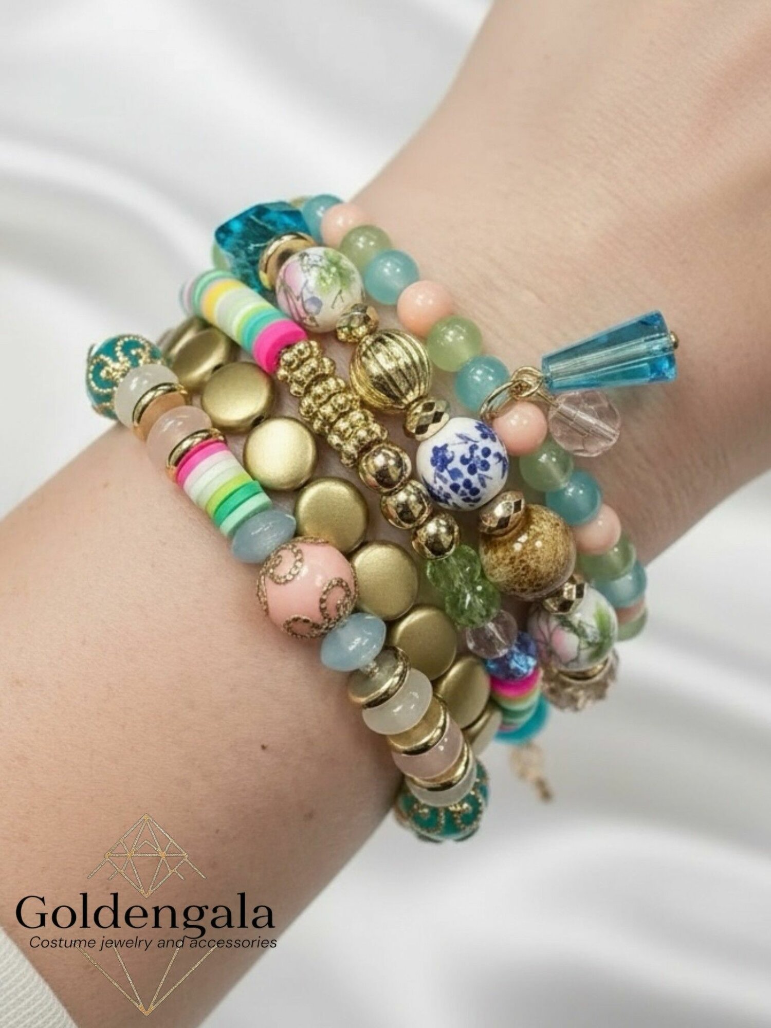 Браслет, хрусталь, кошачий глаз синтетический