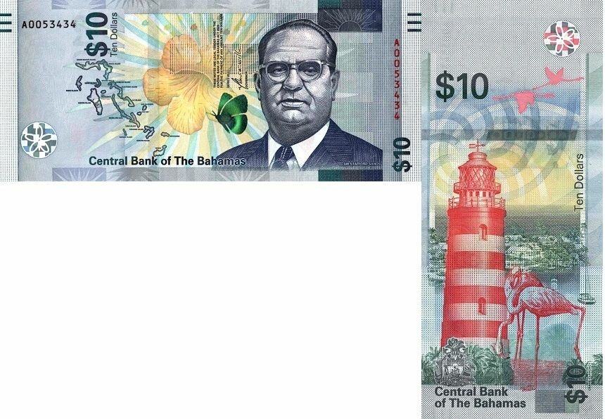 Багамы 10 доллар 2022 Маяк Хоуп-Тауна UNC