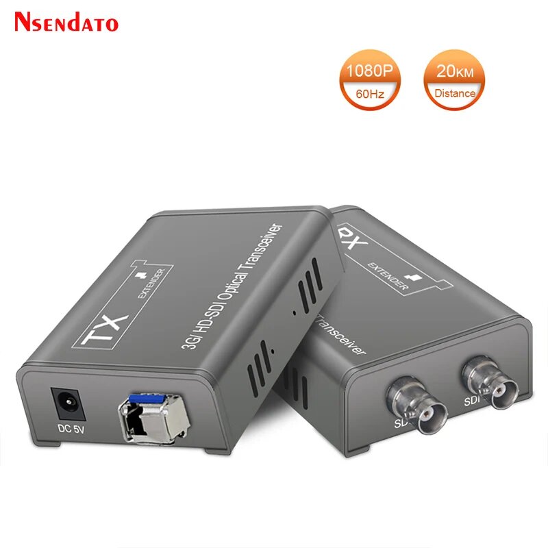 Оптический удлинитель 3G HD SDI BNC 20 км, EU Plug