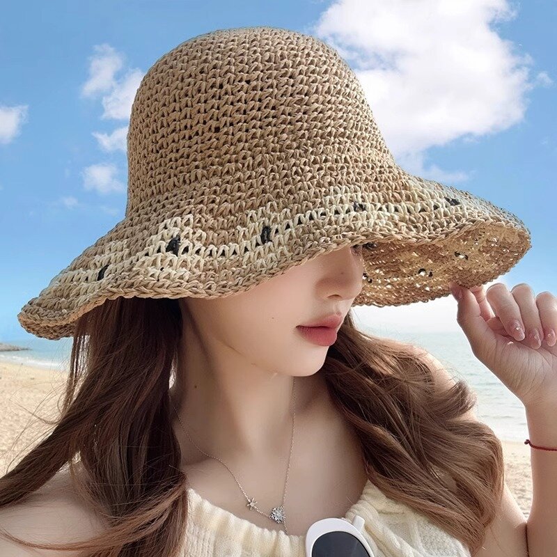 Новая пляжная шляпа от солнца с большими полями, женская защита от солнца, защита от ультрафиолета, приморская соломенная шляпа, летняя отпускная шляпа от солнца, оптовая продажа