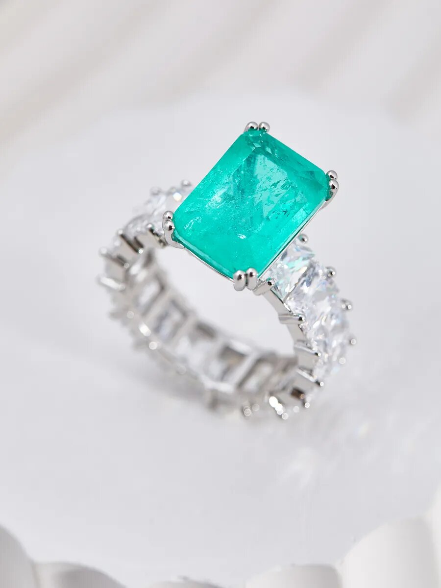 Кольцо, кристаллы Swarovski, хрусталь, белый, голубой, серый — фото 1