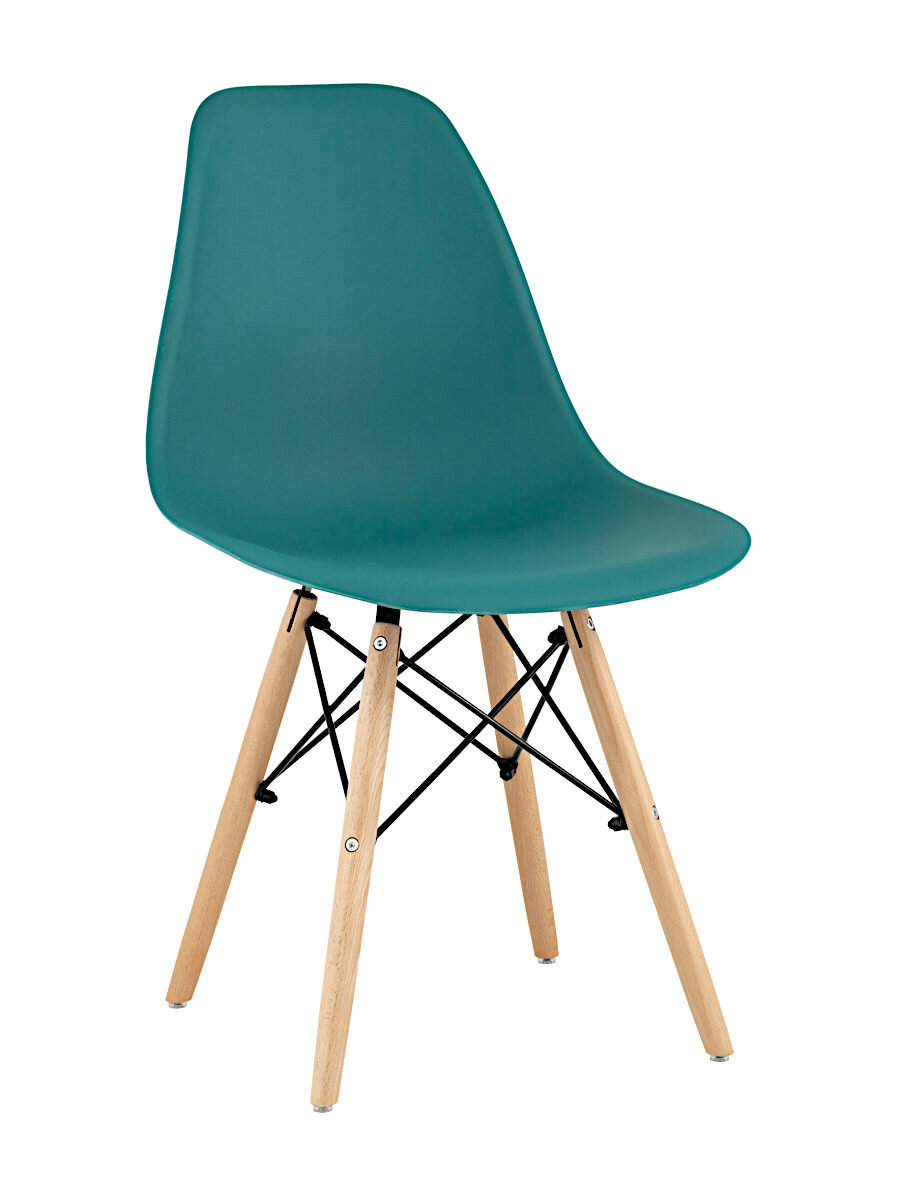 Стулья для кухни комплект 4 шт со спинкой СтулБержи EAMES DSW, деревянные ножки, аквамарин