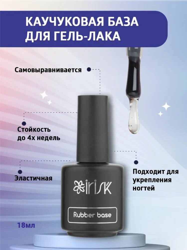 IRISK База для гель-лака каучуковая Rubber Base, прозрачная 18 мл