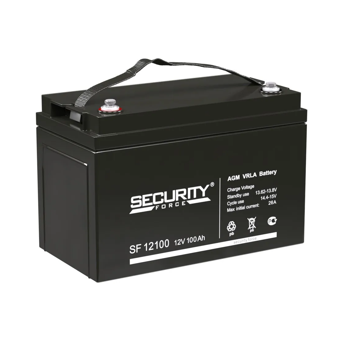 Аккумуляторная батарея Delta SF 12100 (12V/100Ah) AGM, болт M8, черный