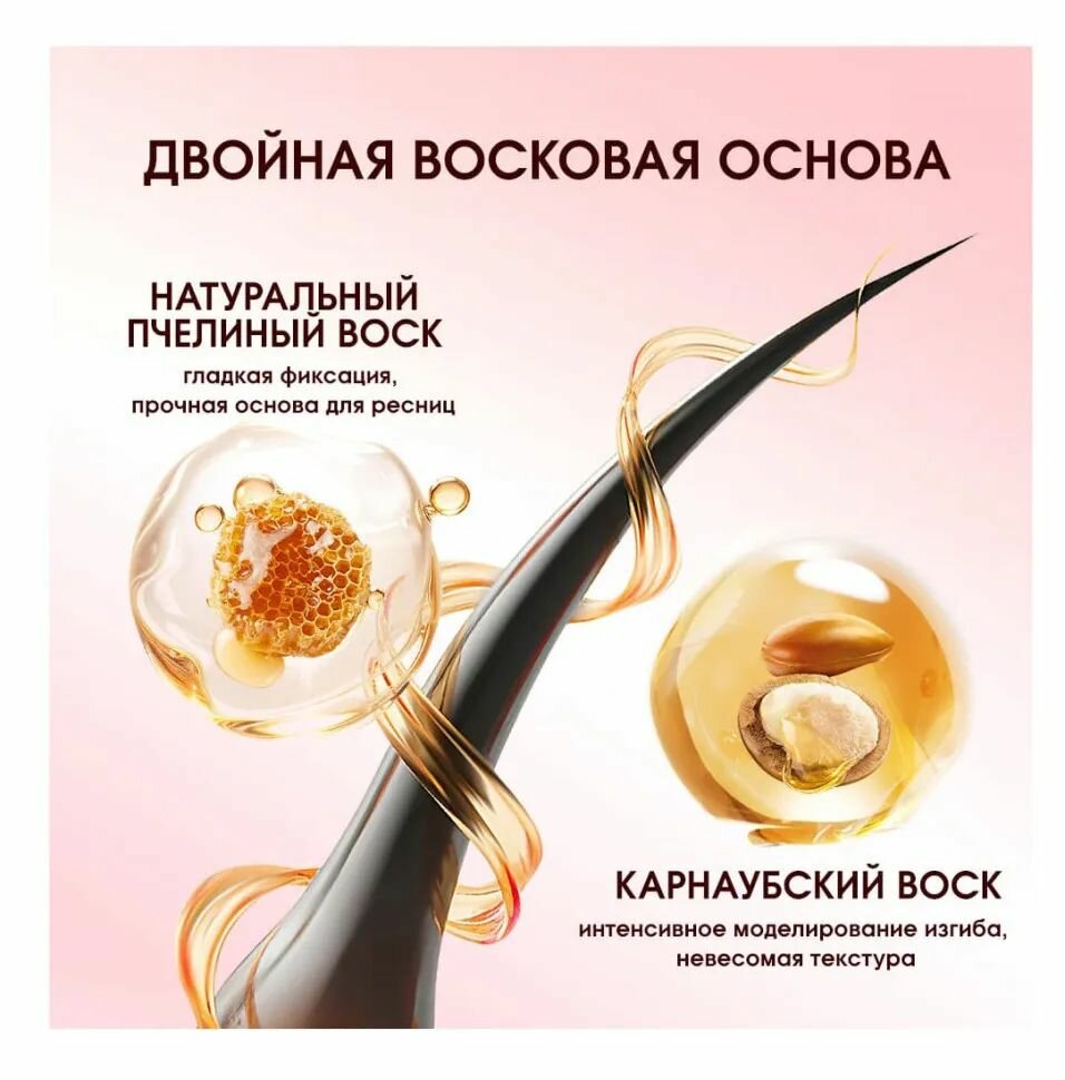 Тушь для ресниц O.TWO.O черная водостойкая удлиняющая с эффектом объема, розовый корпус, для глаз, косметика — фото 1