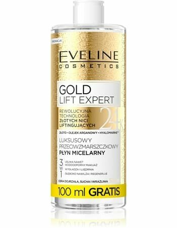 Мицеллярная жидкость Eveline Cosmetics Gold Lift Expert, для зрелой кожи, 500 мл