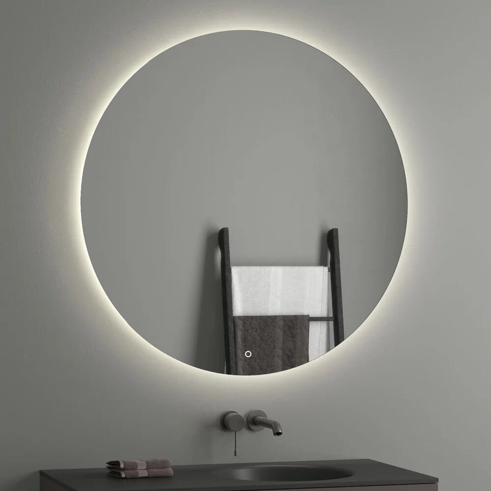Зеркало круглое Evoform Ledshine BY 2647 100x100 со светодиодной подсветкой, 100 см, с сенсорным управлением, в современном стиле, зеркало настенное в ванную