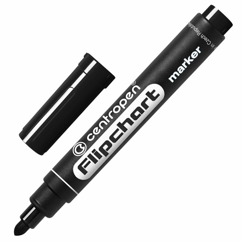 Маркер для бумажного флипчарта черный CENTROPEN, непропитывающий, 2,5 мм, 8550, 5 8550 0112, 151104