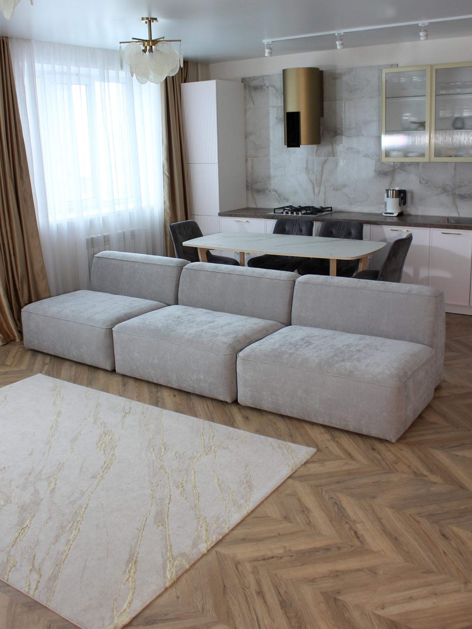 Диван модульный Скай, серый, 330x107x70
