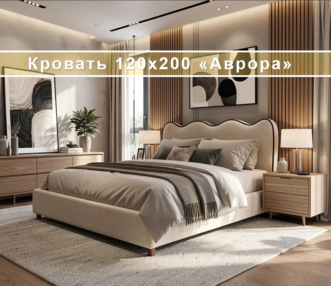 Кровать Аврора 120х200, подъемный механизм, дизайнерская модель, премиальная ткань, односпальная кровать
