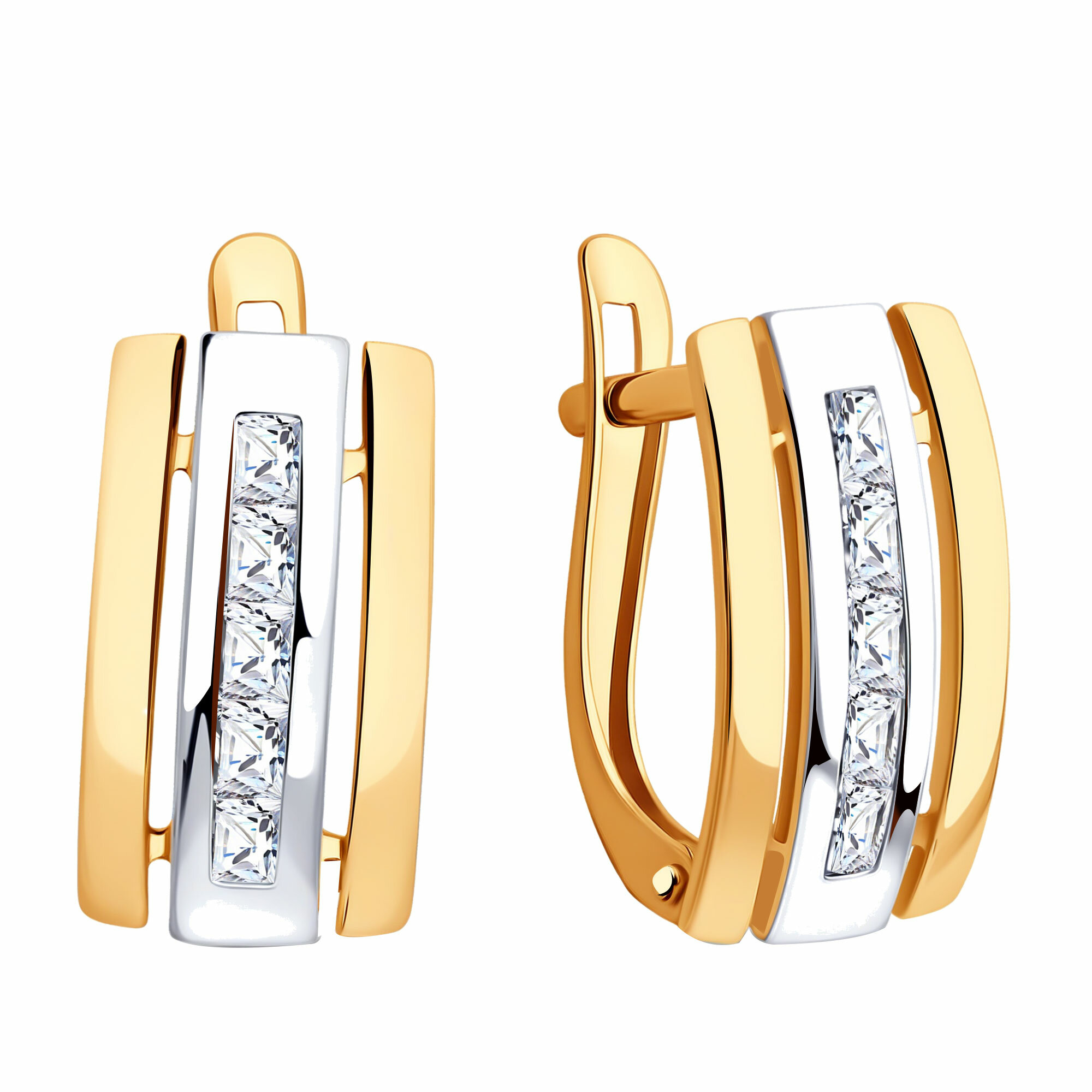 Серьги, красное золото, 585 проба, фианит