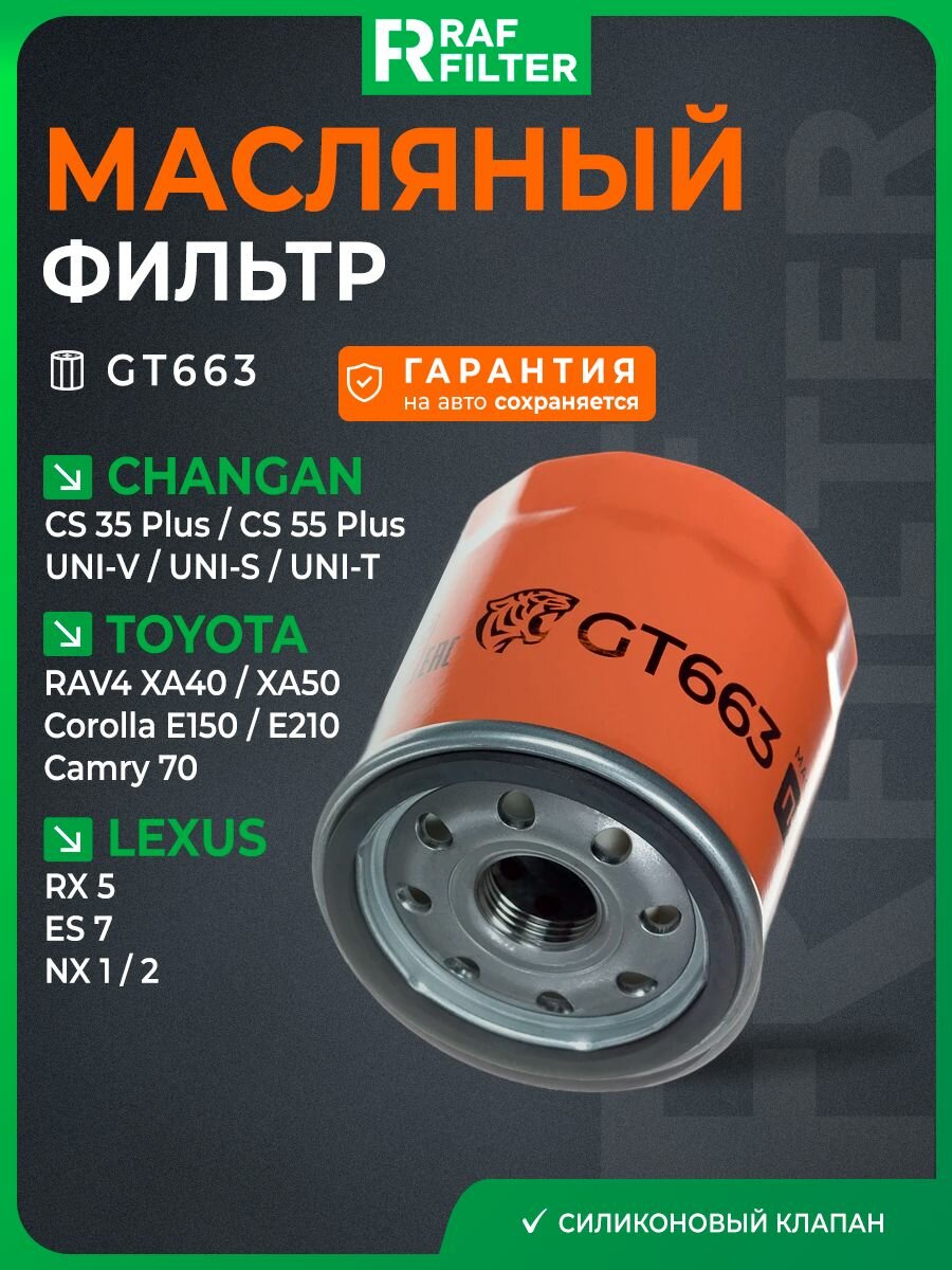 Фильтр масляный Toyota Camry 70, RAV4 XA40/XA50 Corolla е140 е150 е210, Changan CS35 Plus / CS55 Plus, Uni k / Uni v ОЕМ 90915YZZM3 1136000118