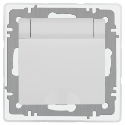 Розетка 1-м СП Accent 6-209-01 16А IP44 250В 2P+E Schuko с крышкой защ. штор. AL/CU бел. Intro Б0063553