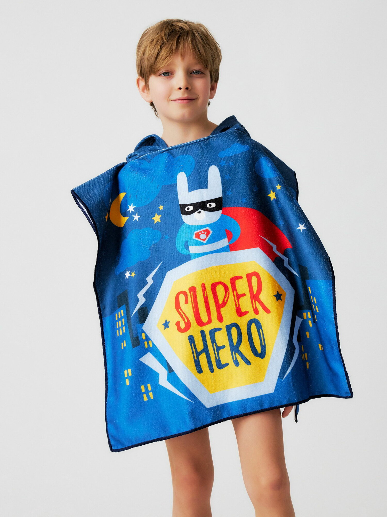 Полотенце - пончо детское махровое Super Hero, 60x120 см, 300 г/?2, синее