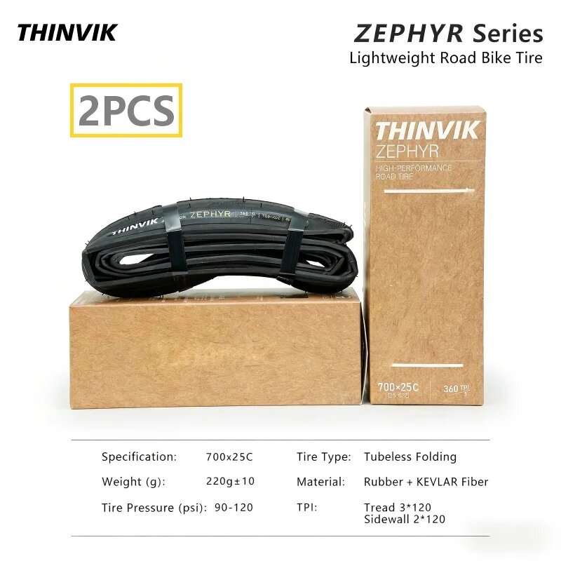 Thinvik Zephyr 700x25C Tubeless Road Bike Tires 2 шт.