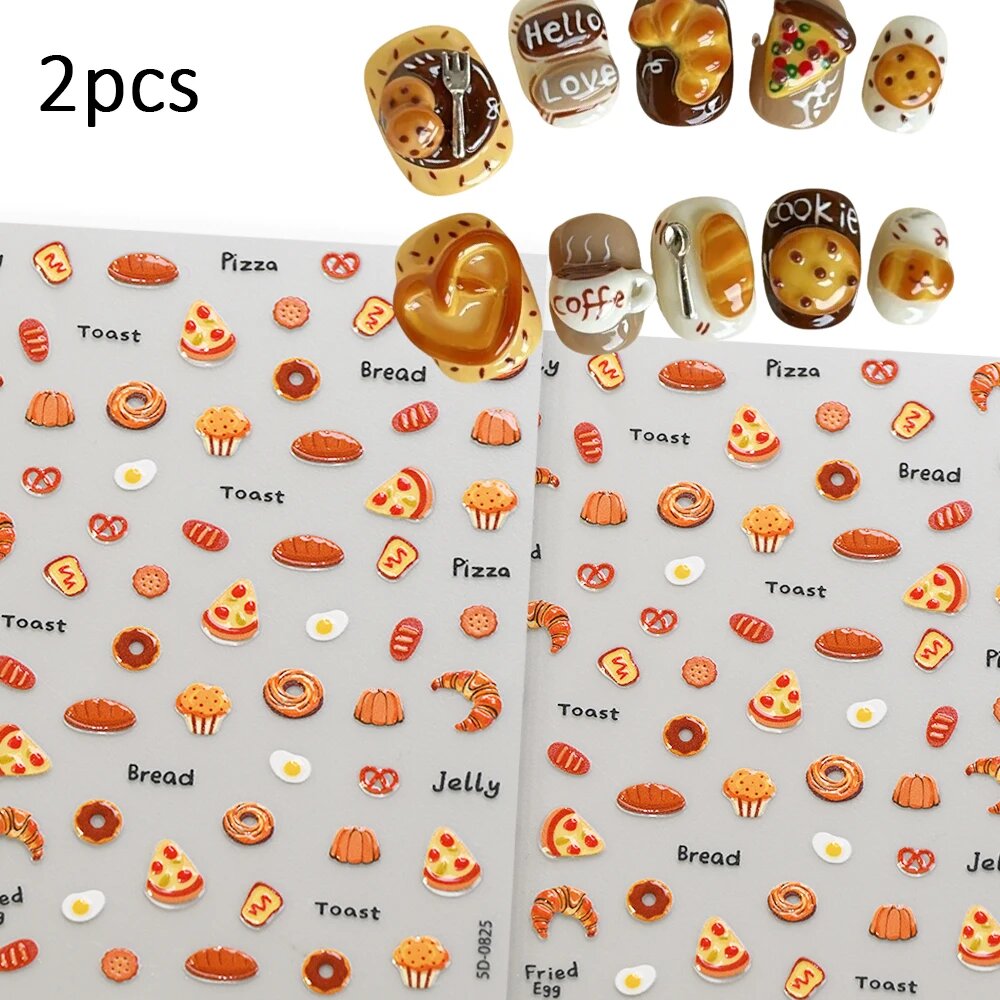 2 шт. наклейки для ногтей MingLee 5D еда