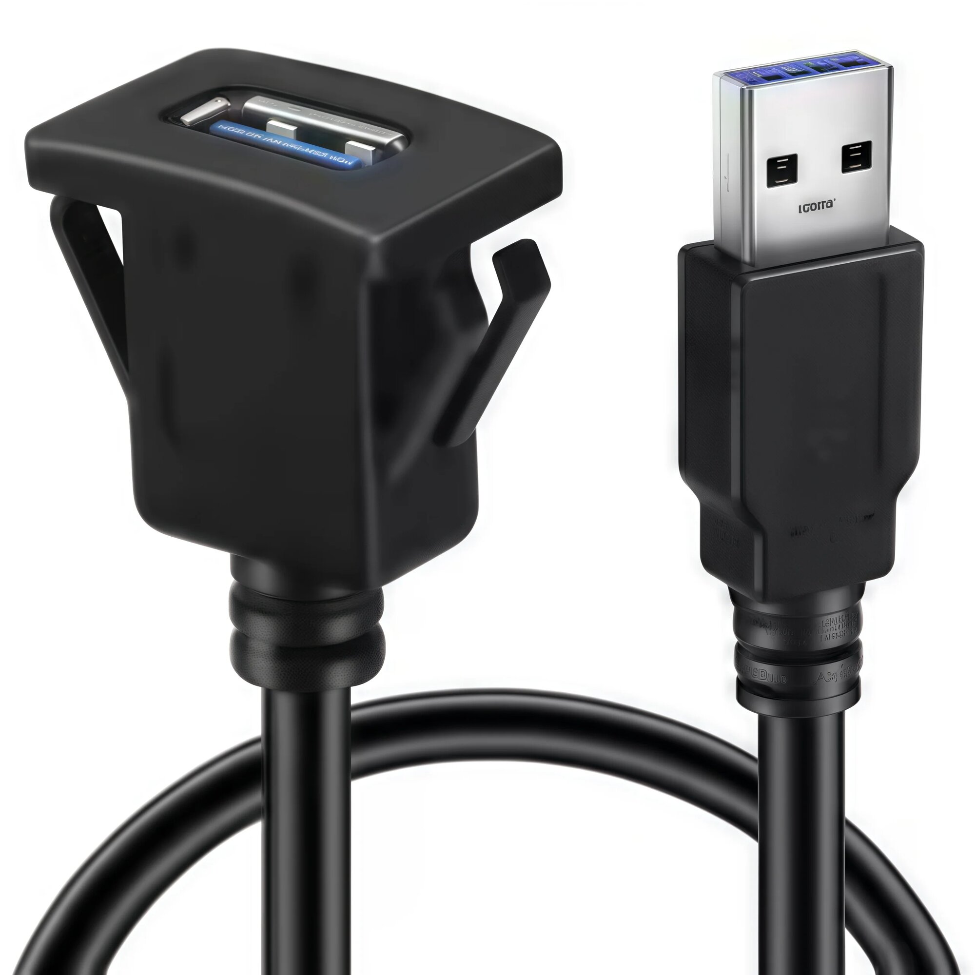 Кабель-удлинитель USB 3.0, 1 М, С Фиксирующим Зажимом Для Скрытого Монтажа — Крепление На Приборную Панель Для Автомобиля