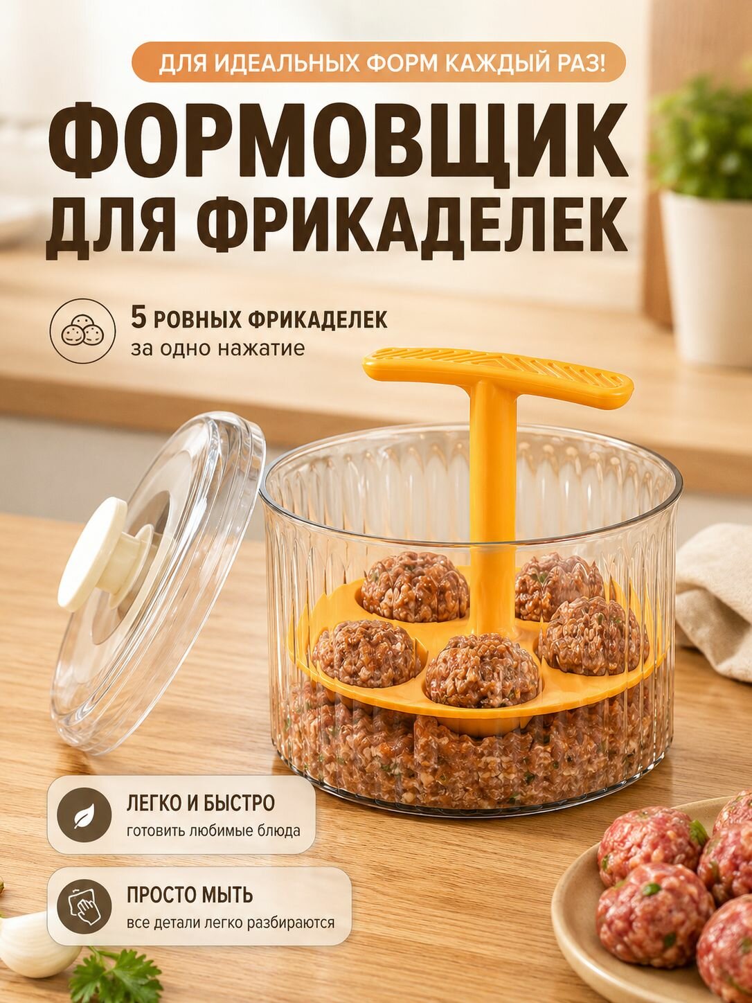 Форма для котлет 1 шт, 12.5 см, длина 12.5 см