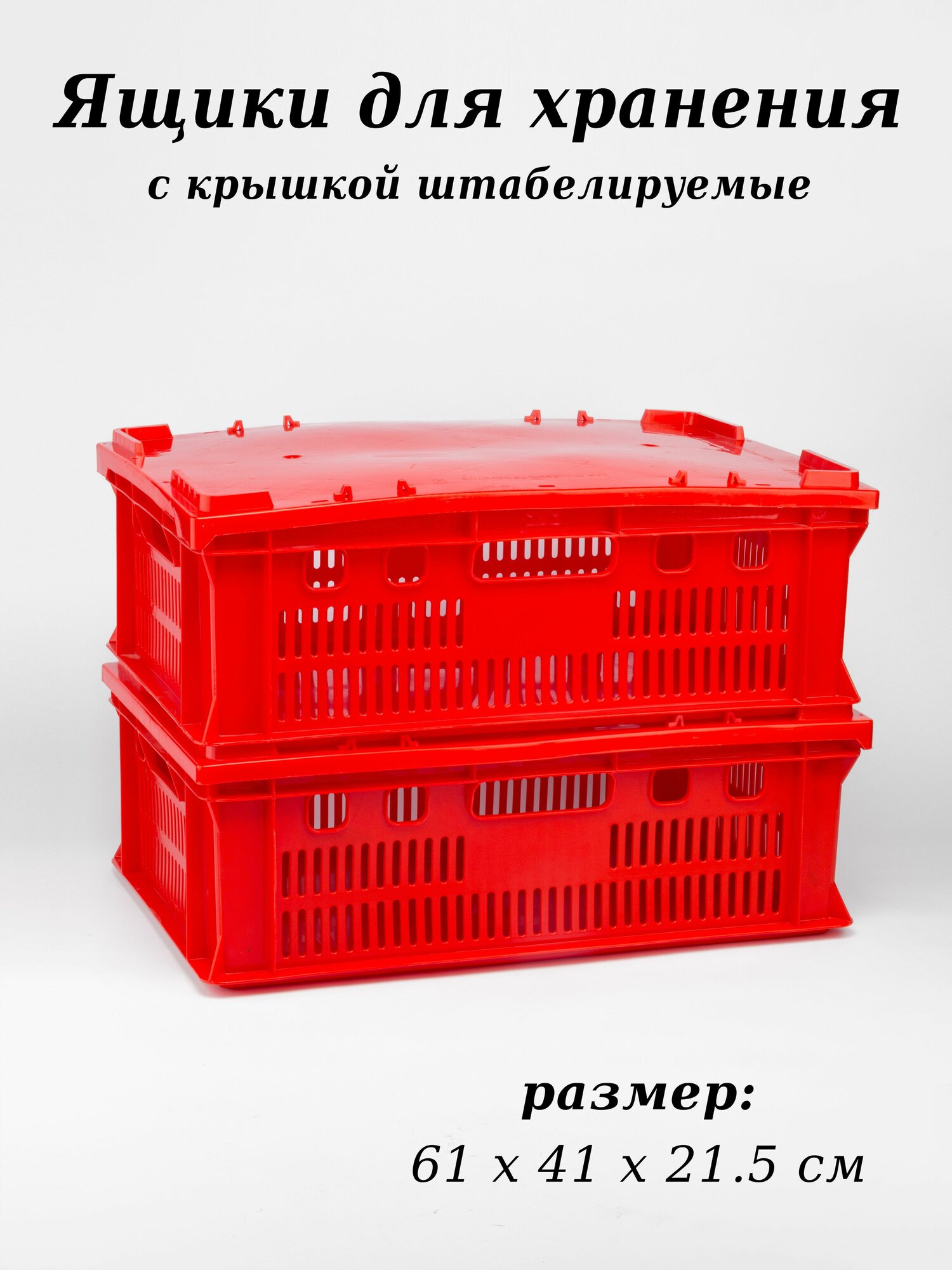 Ящик для хранения и транспортировки 601х 400 х 220 мм штабелируемый - 2 шт