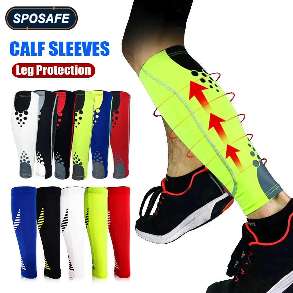 Белый компрессионный рукав для икры SPOSAFE, L, 65-75KG