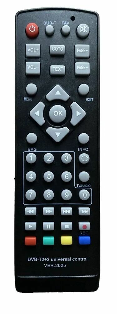 Пульт универсальный DVB-T2+2 для приставок DVB-T2 и IP TV для ресивера для цифрового тв замена пульта