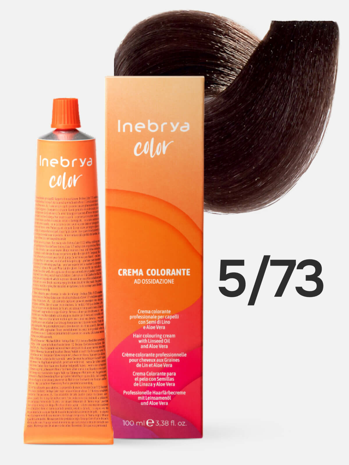 Крем - краска для волос профессиональная Inebrya Color Professional 5/73 Светлый каштановый Коричнево-золотистый, 100 мл
