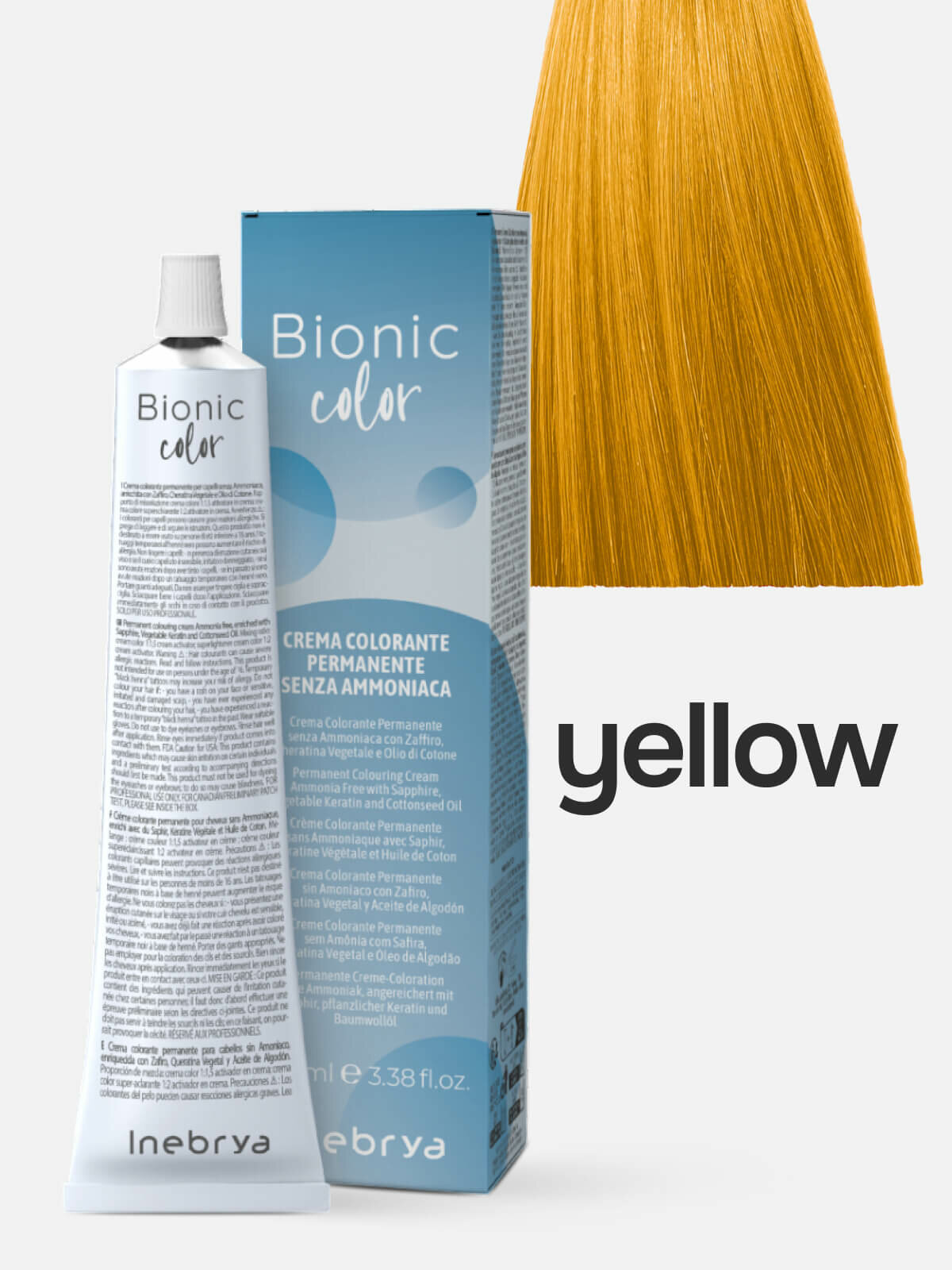 Крем - краска для волос профессиональная без аммиака Inebrya Bionic Color Корректор Желтый, 100 мл