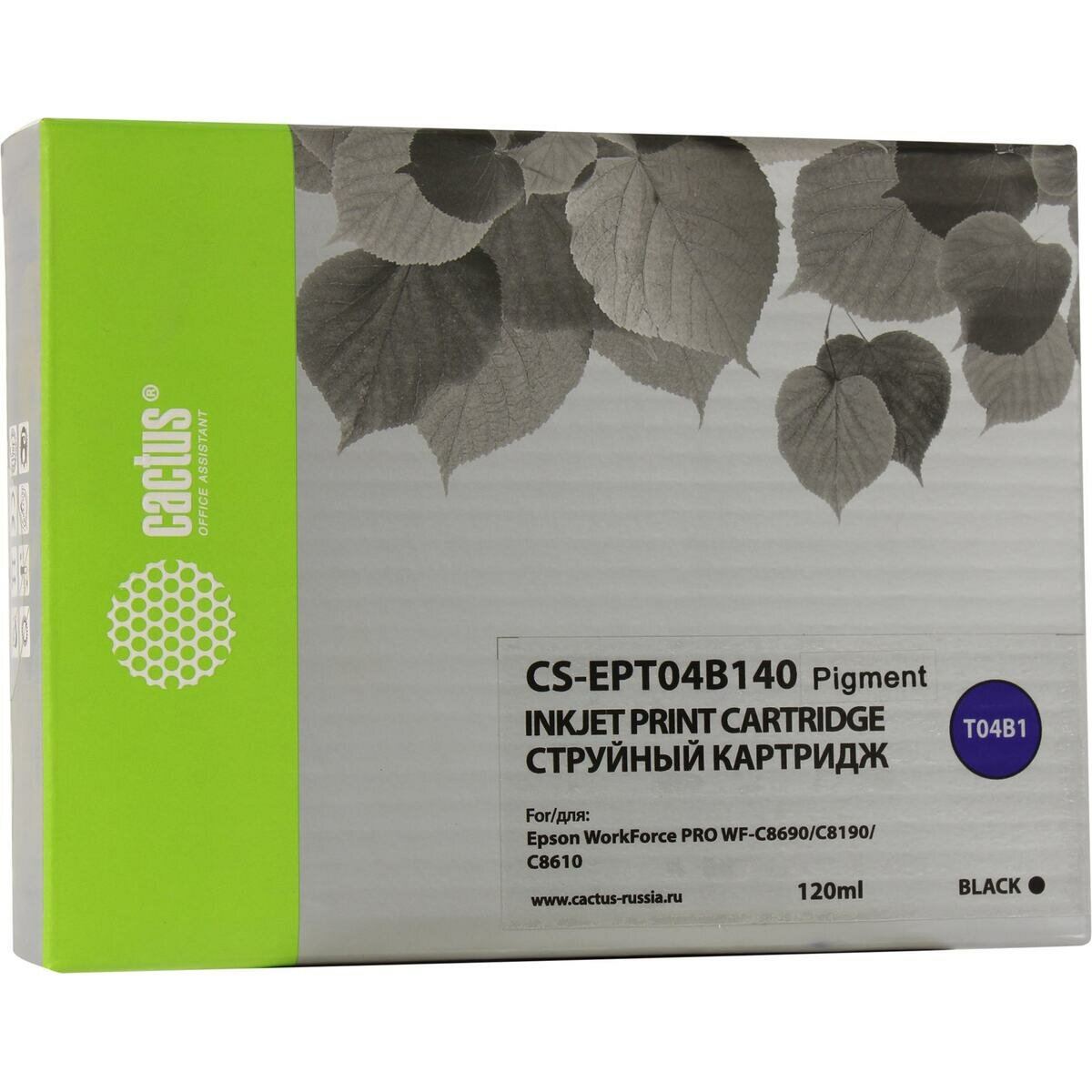 Картридж Cactus CS-EPT04B140 Black для Epson WorkForce Pro WF-C8190/C8690/C8610 (120мл) — фото 1