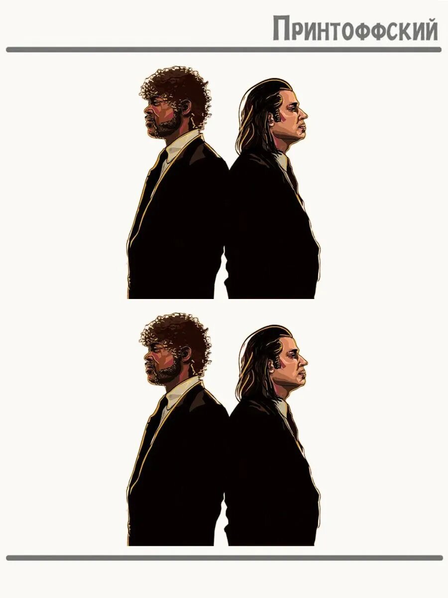 2-е (Две) Термонаклейки Криминальное Чтиво Pulp Fiction