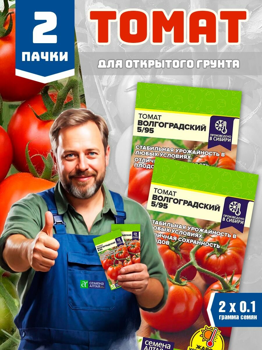 Семена томата для открытого грунта "Волгоградский 5/95" (2 пачки)