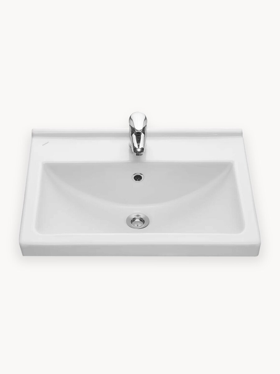 Умывальник Santeri Визит с переливом белый, для размещения необходимых аксессуаров