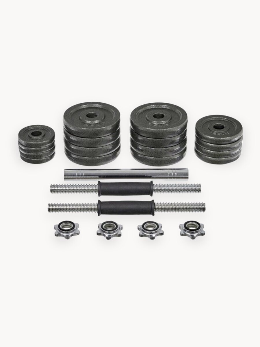 Набор гантелей + гриф для штанги Bradex 30 кг, пластиковый кейс