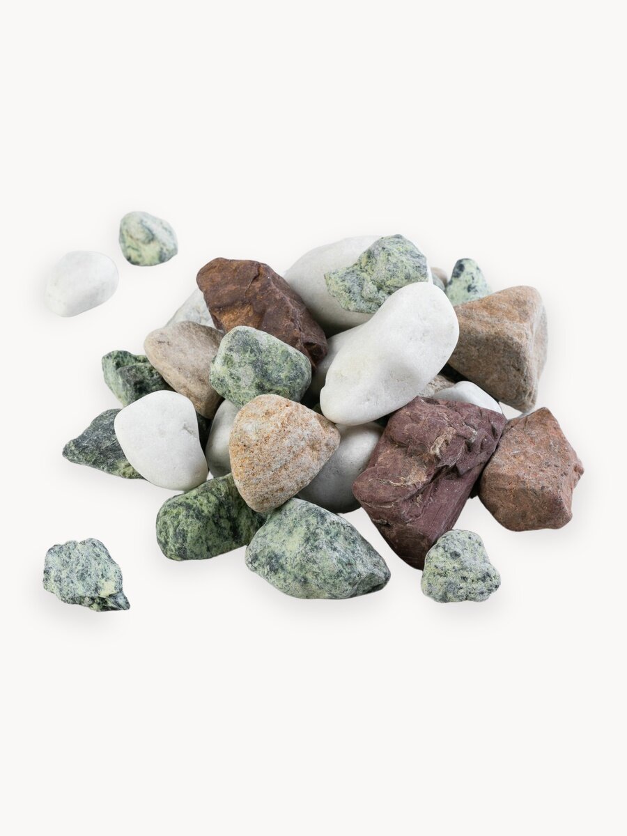 Камень натуральный микс яшма, златолит, змеевик, мрамор, доломит (377N). Фракция 20-40 мм 10 кг