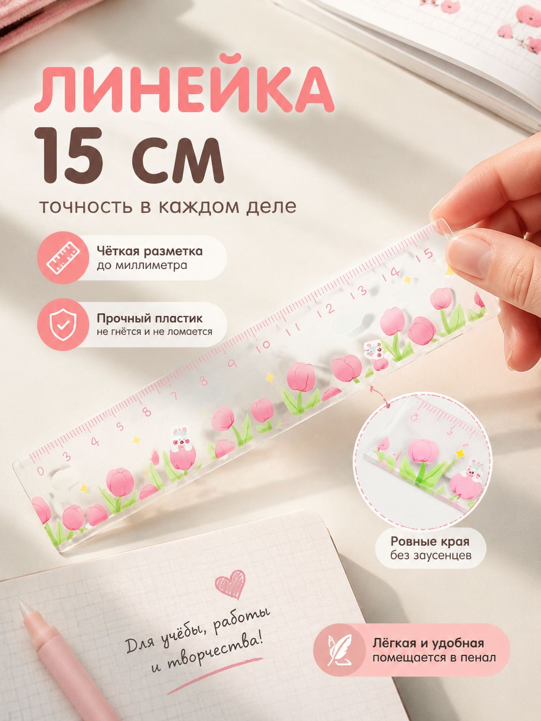 Линейка 15 См для рисования измерительная линейка