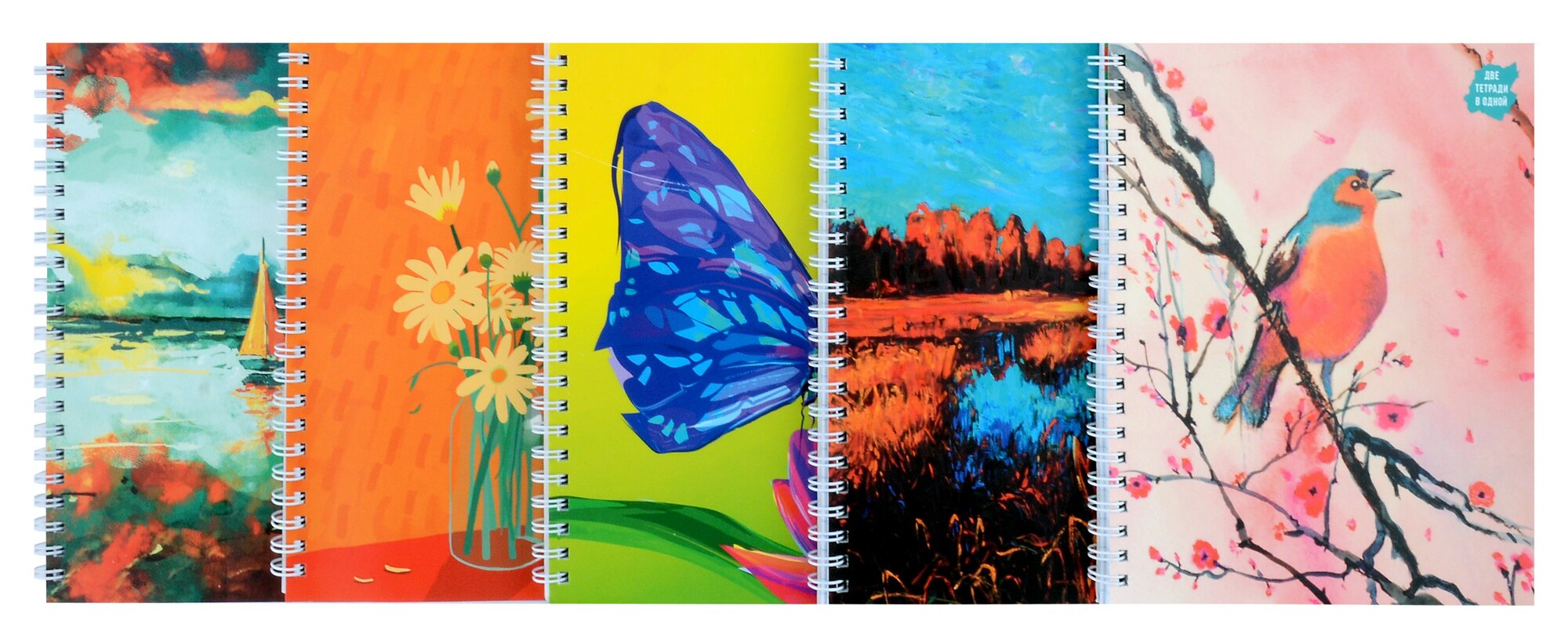 Тетрадь в клетку Listoff, "Живописный микс", 96 листов, в ассортименте