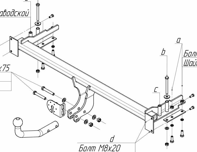 Фаркоп для Chevrolet Lacetti (2004-2013) WAG / Daewoo Nubira (2004 - 2013) "ORIS" 5251A