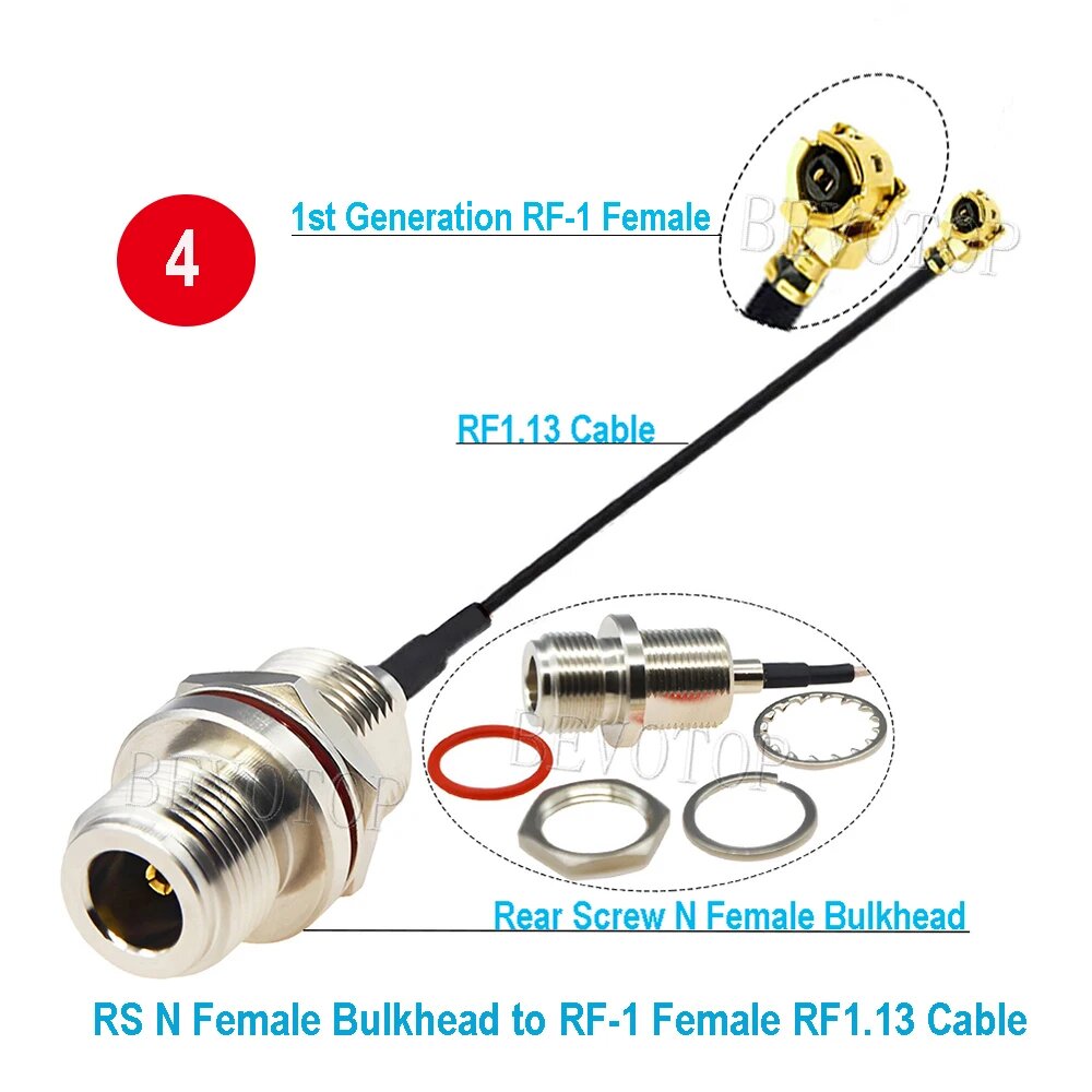 BEVOTOP Коаксиальный кабель RF 1-го поколения N-N 5 см 15CM, RS-N F to RF-1F113