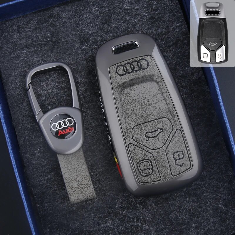 Кожаный чехол для дистанционного ключа из сплава для Audi A4 B9 A5 A6 8S 8W Q5 Q7 4M S4 S5 S7 TT TTS TFSI RS Аксессуары gun grey chain2