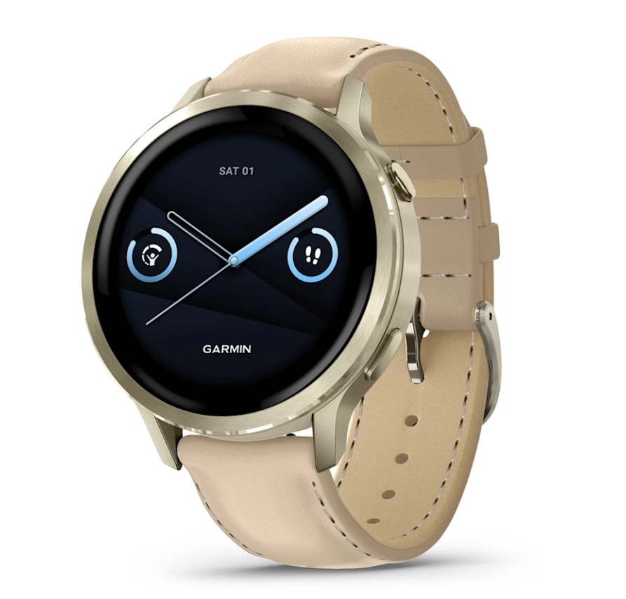 Умные часы GARMIN VENU 4 41 mm Lunar Gold with Bone Silicone+Light Sand Leather Band (010-03013-03)