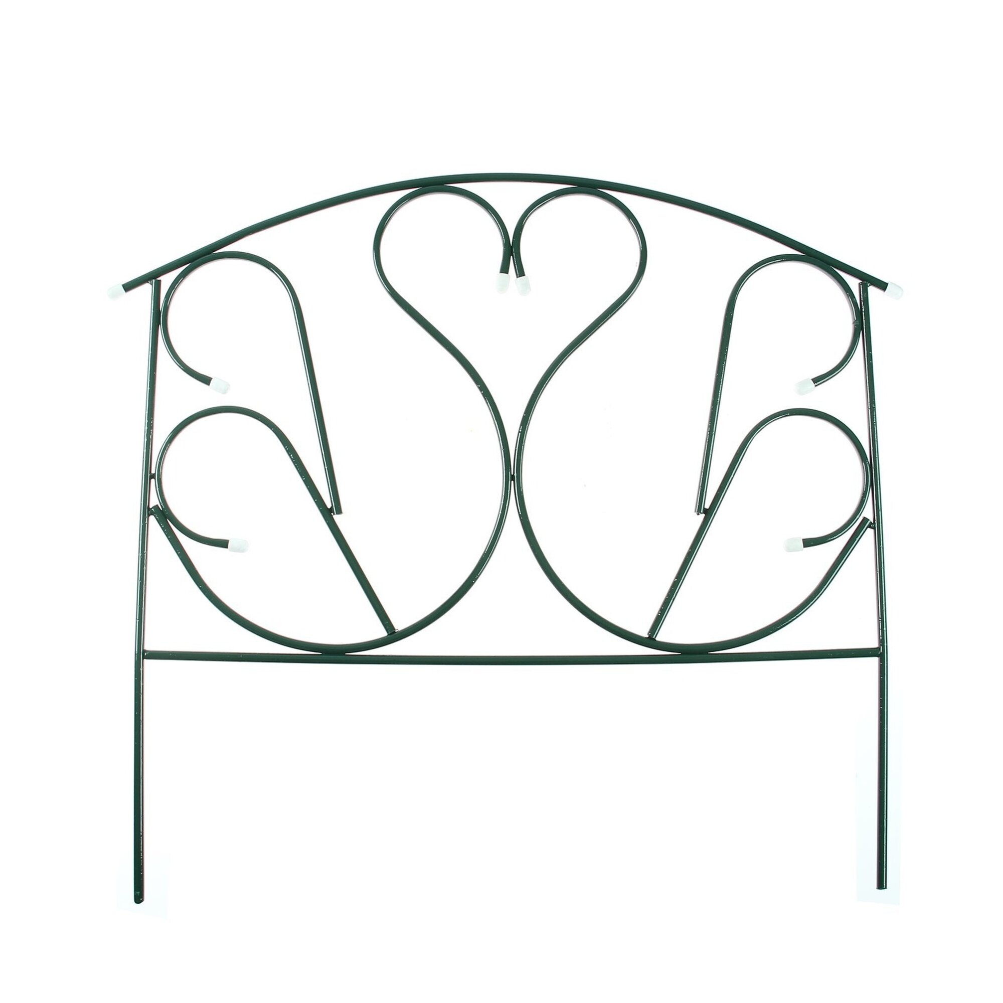 Ограждение декоративное, 69×410 см, 5 секций, с заглушками, металл, зелёное, «Лебедь»