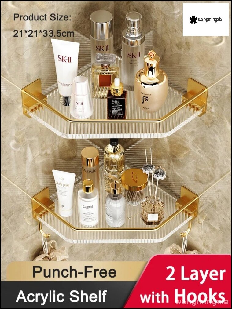 Эксклюзивная угловая полка из акрила золотая