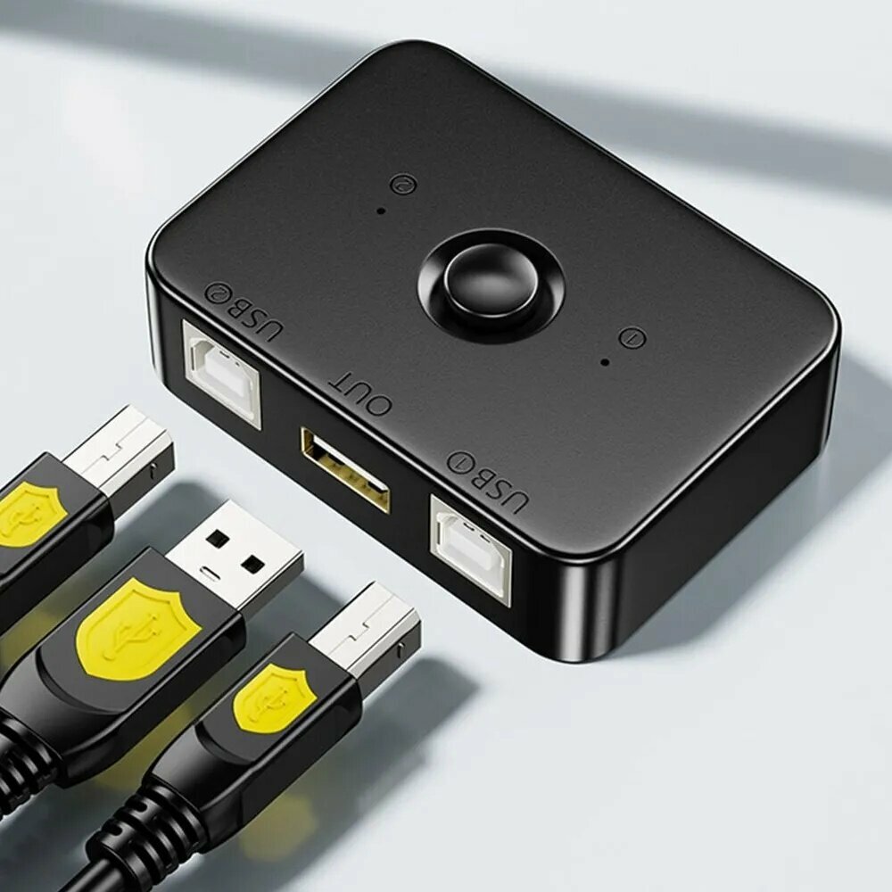 2 USB-разветвителя для совместного использования принтера. Селектор периферийных портов.